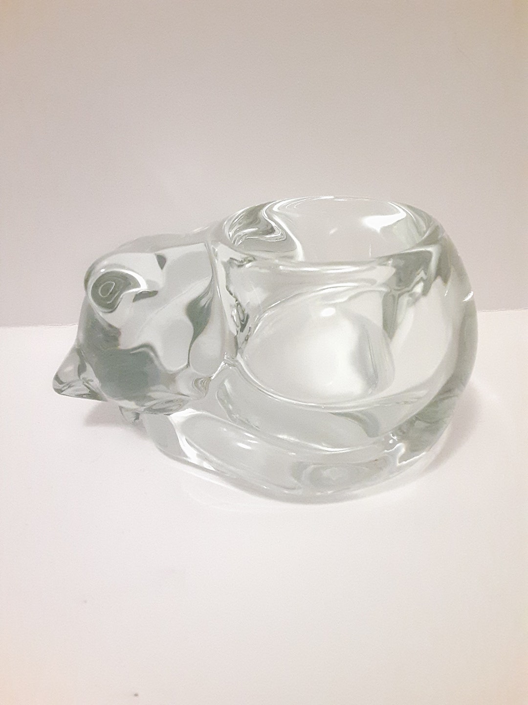 Vintage Indiana Glass Cat Votive Holder, Clear Art Glass - Etsy