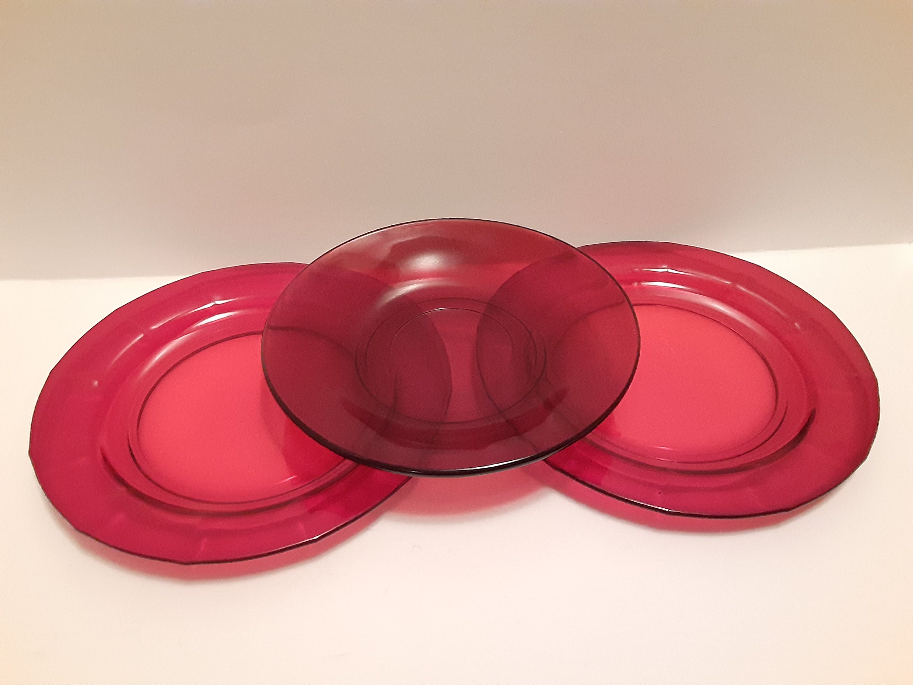 Vintage 1930s Viking New Martinsville Ruby Red Plate Set Including 2 ...