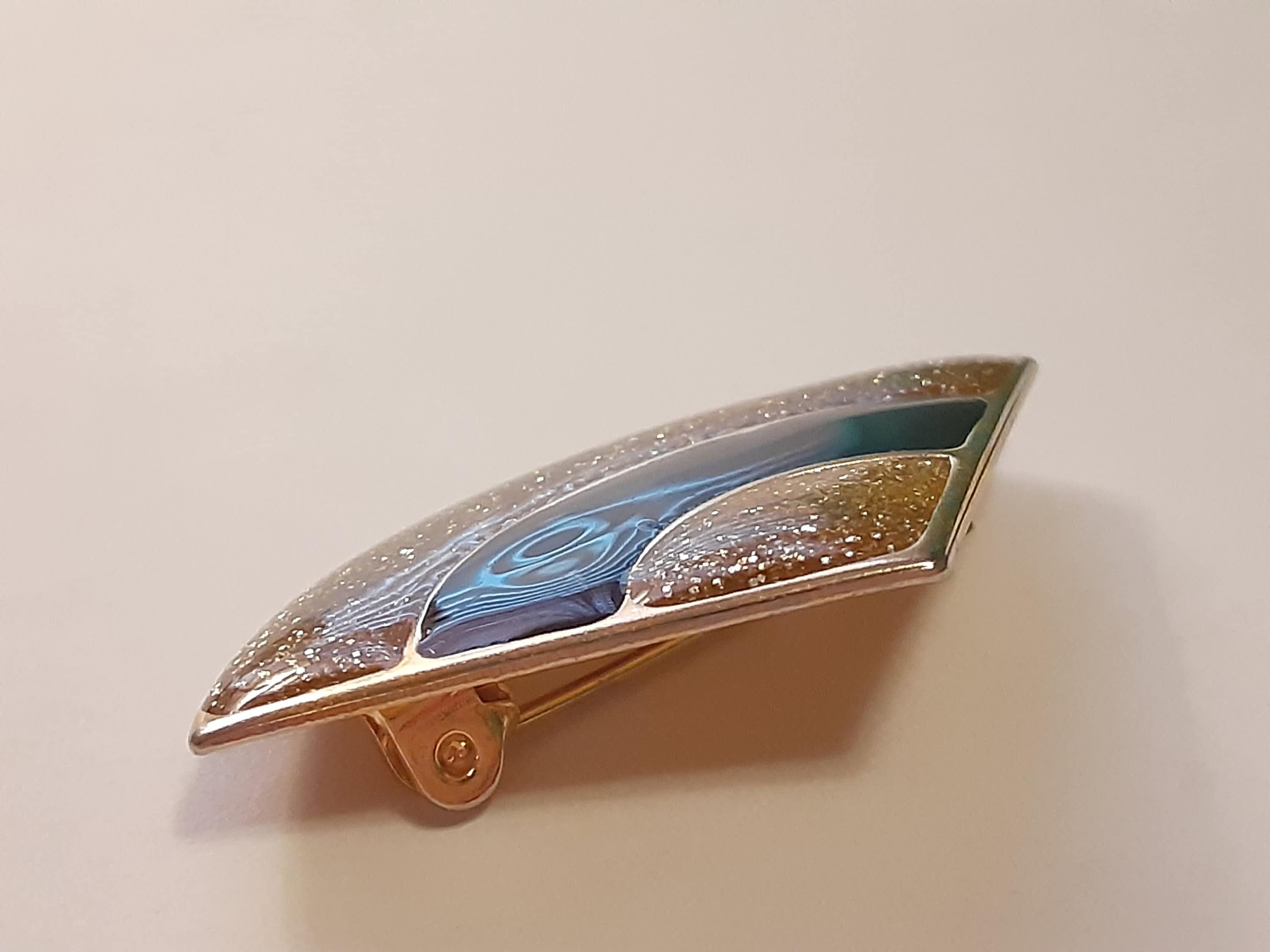 Vintage Art Deco Gold Toned Glitter Enamel Brooch, Triangular - Etsy
