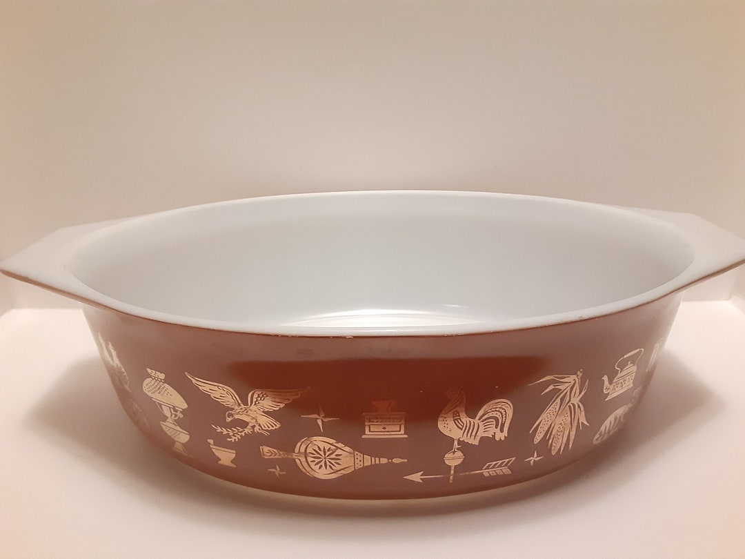 Vintage Pyrex Early American Pattern 045 Oval 2 1/2 Quart Casserole ...