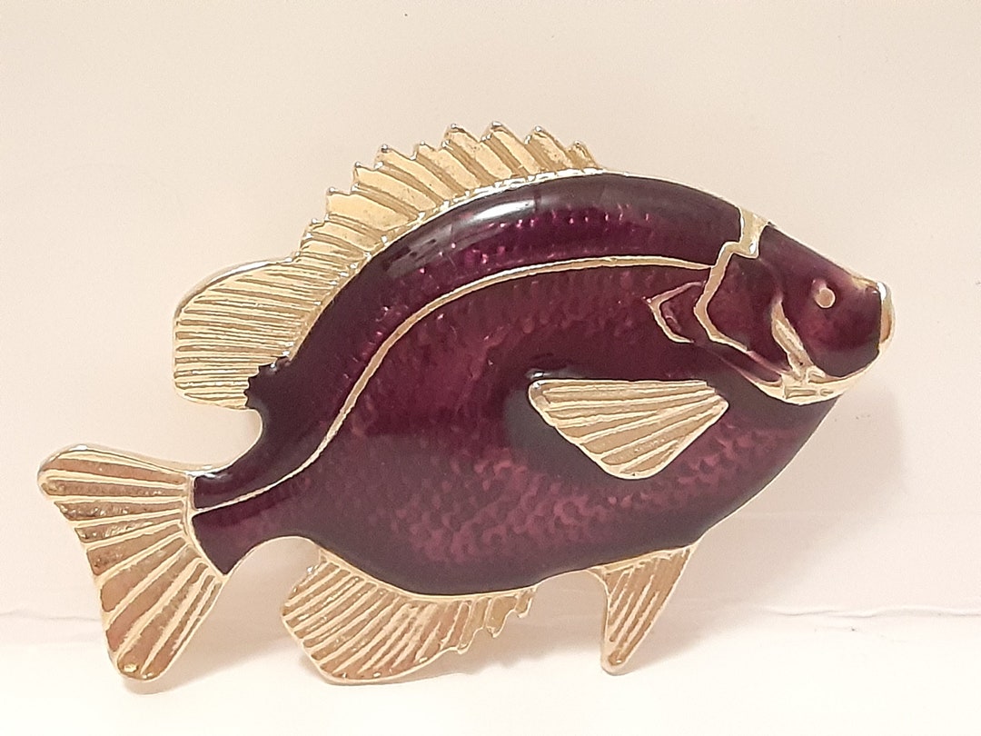 Vintage Giovanni Gold-toned Purple Enamel Fish Brooch - Etsy