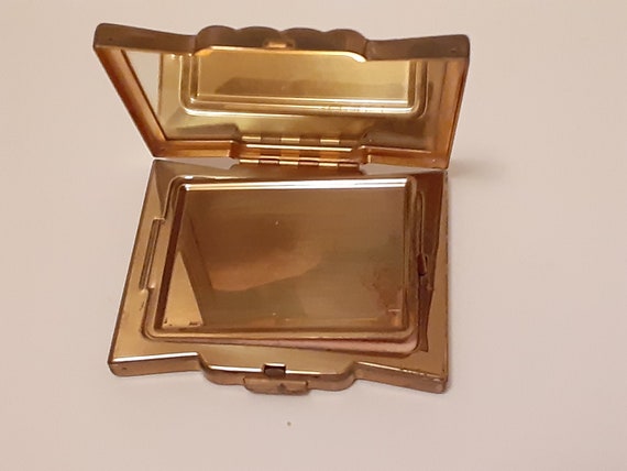 Vintage 1950s Volupte Brass Art Deco Compact, Volupte… - Gem