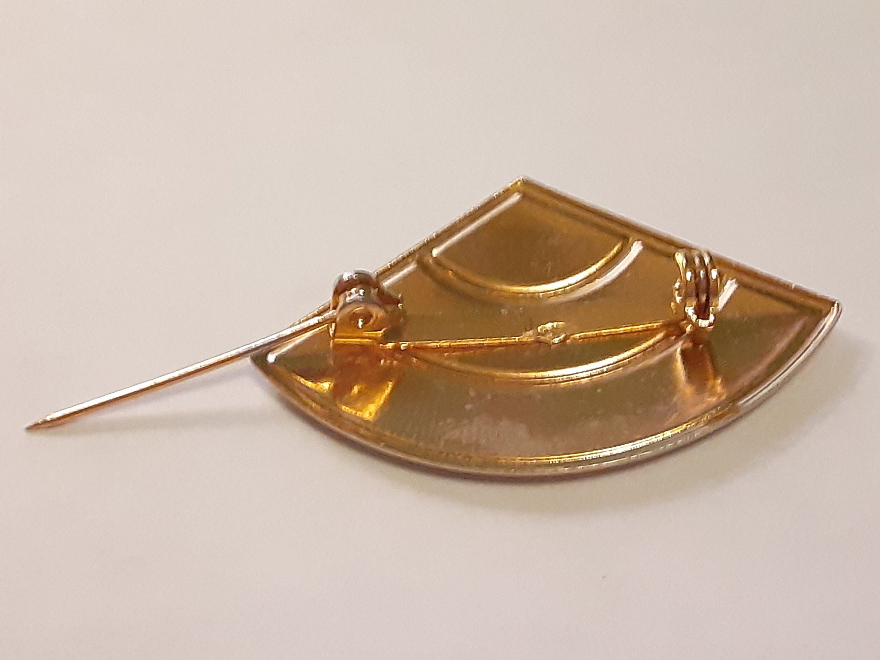 Vintage Art Deco Brooch Gold Toned Enameled Brooch With - Etsy