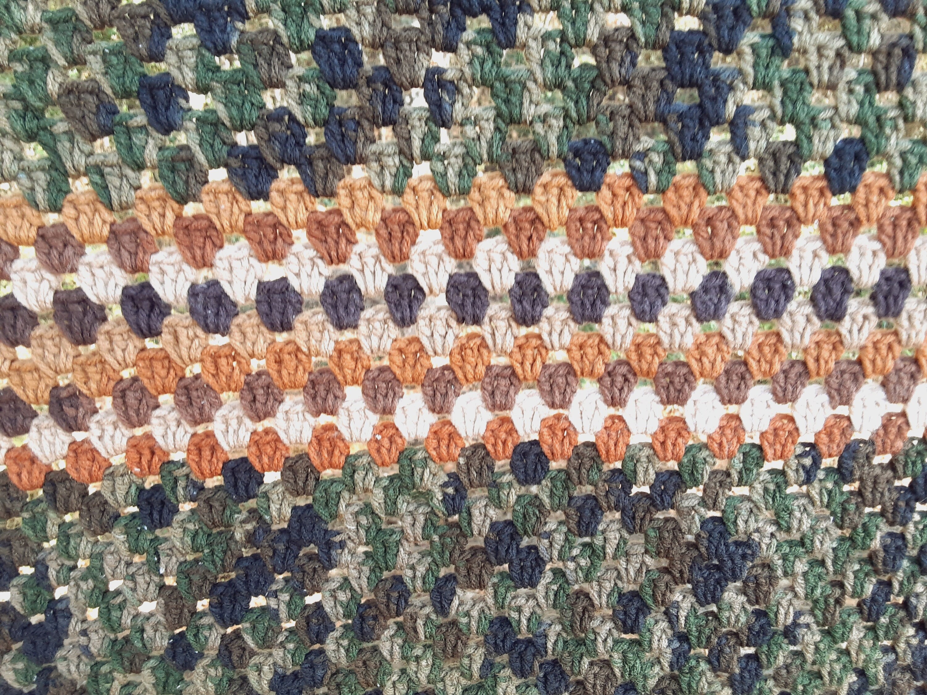 Vintage 58"x44" Camouflage and Neutral Color Hand Crocheted Afghan ...