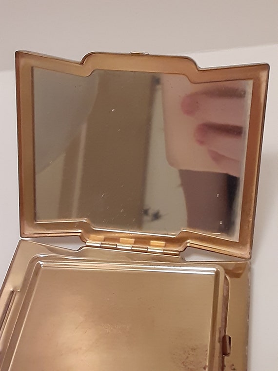 Vintage 1950s Volupte Brass Art Deco Compact, Volupte… - Gem