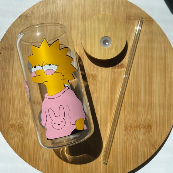 Lisa Simpson 16oz Glass Can Cup - Etsy