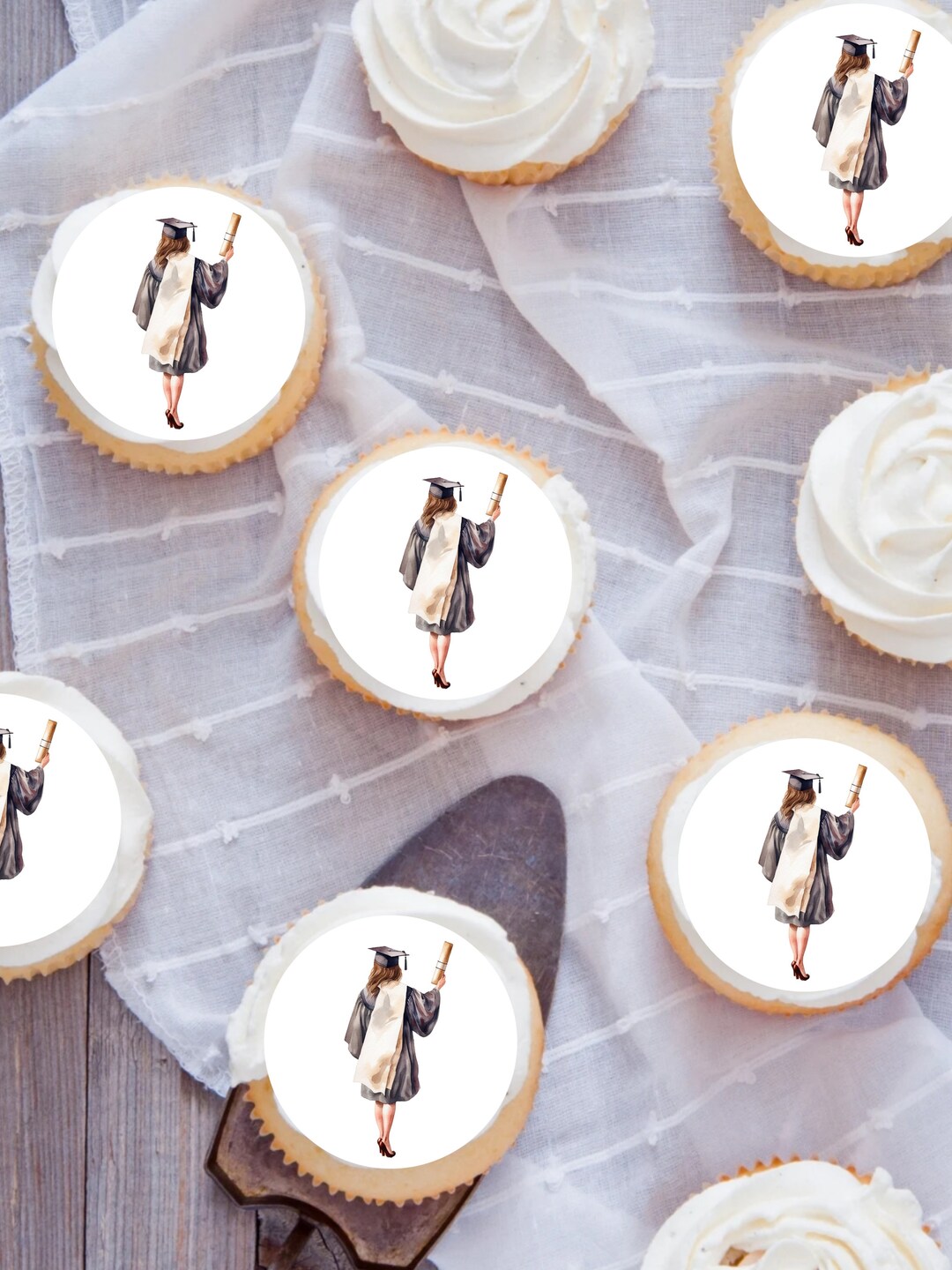 Graduation Edible Images Cupcake / Cookie Round Icing Toppers Precut - Etsy