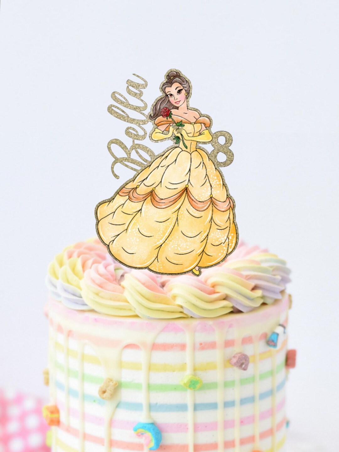 Belle Cake Topper - Beauty and the Beast Themed - Personalized Name ...