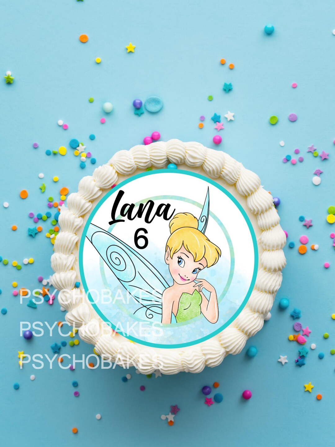 Tinkerbell Edible Cake Topper - Custom Image - Personalized Round Icing ...