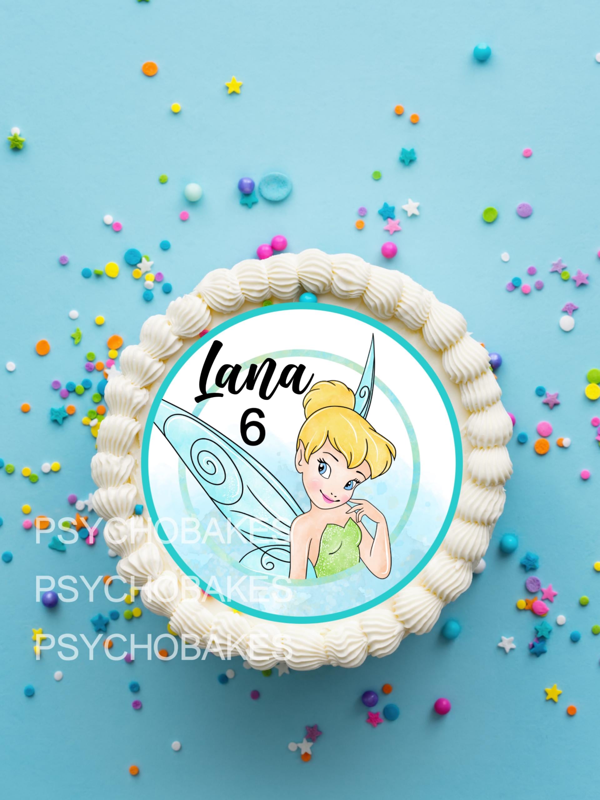 Tinkerbell Edible Cake Topper - Custom Image - Personalized Round Icing ...