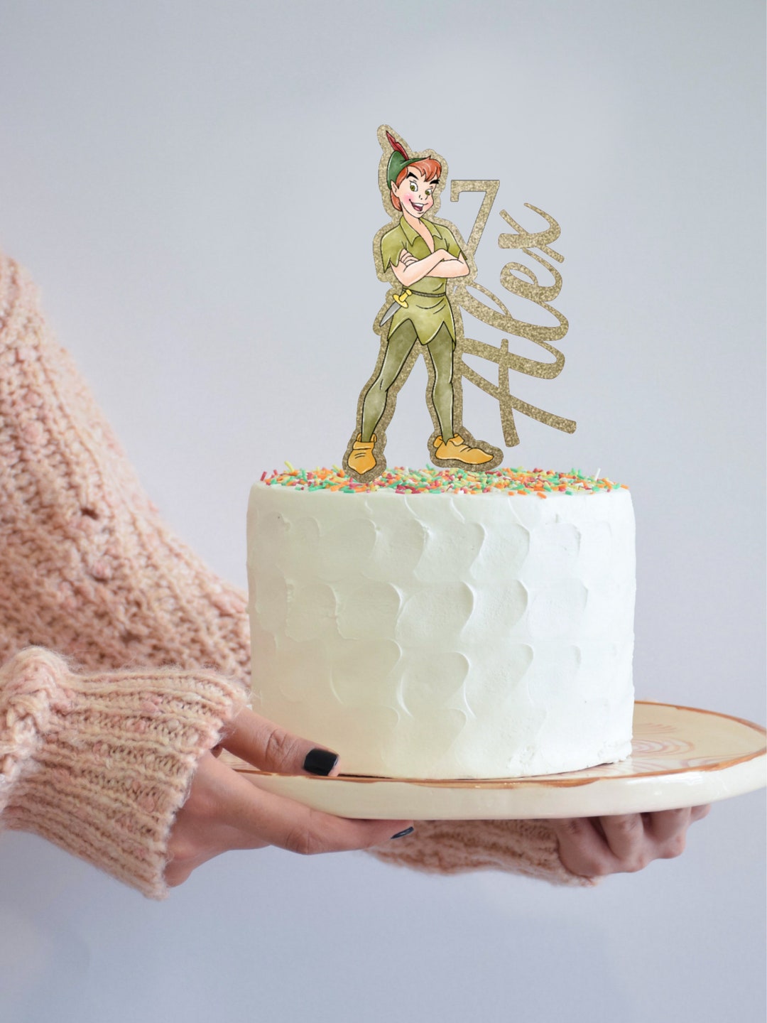 Peter Pan Cake Topper Disney Themed Personalized Name Age Licensed - Etsy