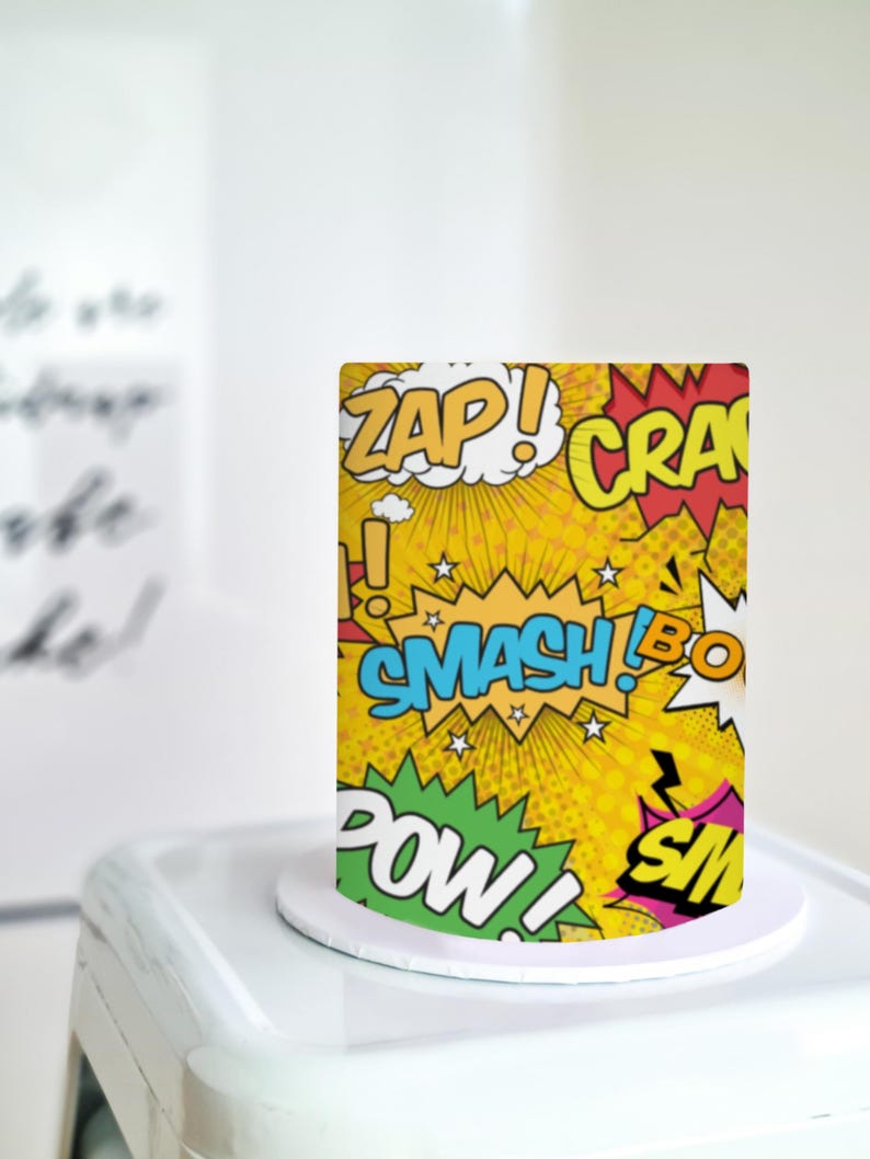 Comic Book Action Cake Wrap - A4 Edible Image - Superheroes Icing Sheet ...