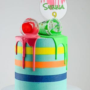 Slime Cake Topper - Personalised Slime Themed Party Decorations - Clear ...