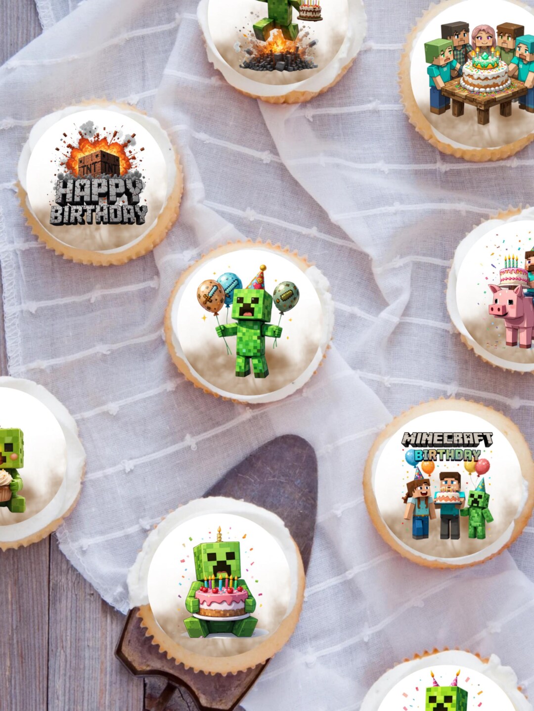 Minecraft Edible Images - Gamer Cupcake / Cookie Round Icing Toppers ...