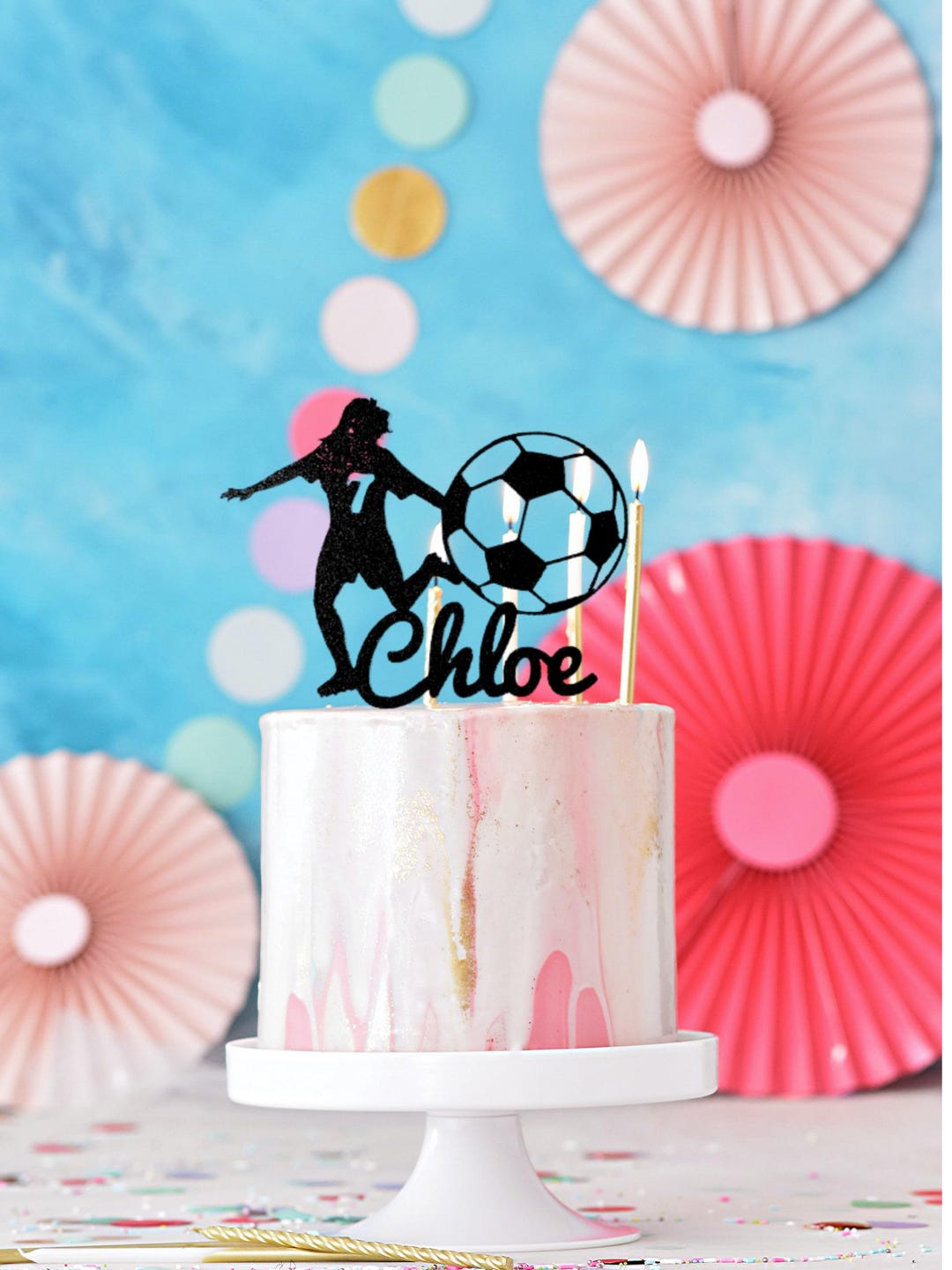 Cake Topper - Soccer Football Girl Player Themed - Personalized Name ...