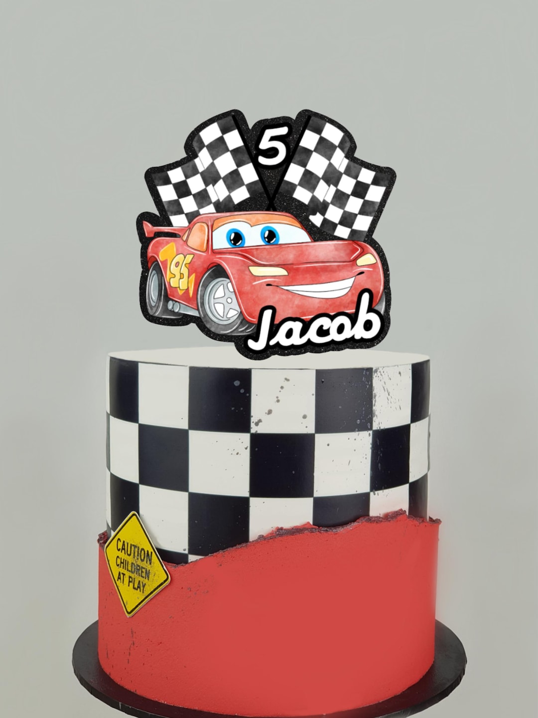 Cars Cake Topper - Lightning Mcqueen Themed - Personalized Name + Age ...