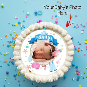 Custom Edible Image Printing - Round Cake Topper - Baby Frame Icing ...
