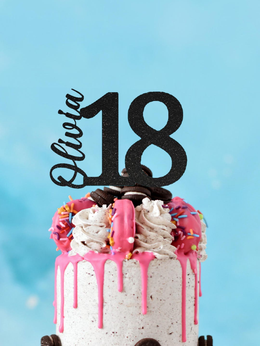 Eighteen Cake Topper - 18th Birthday - Personalized Name + Age - Etsy