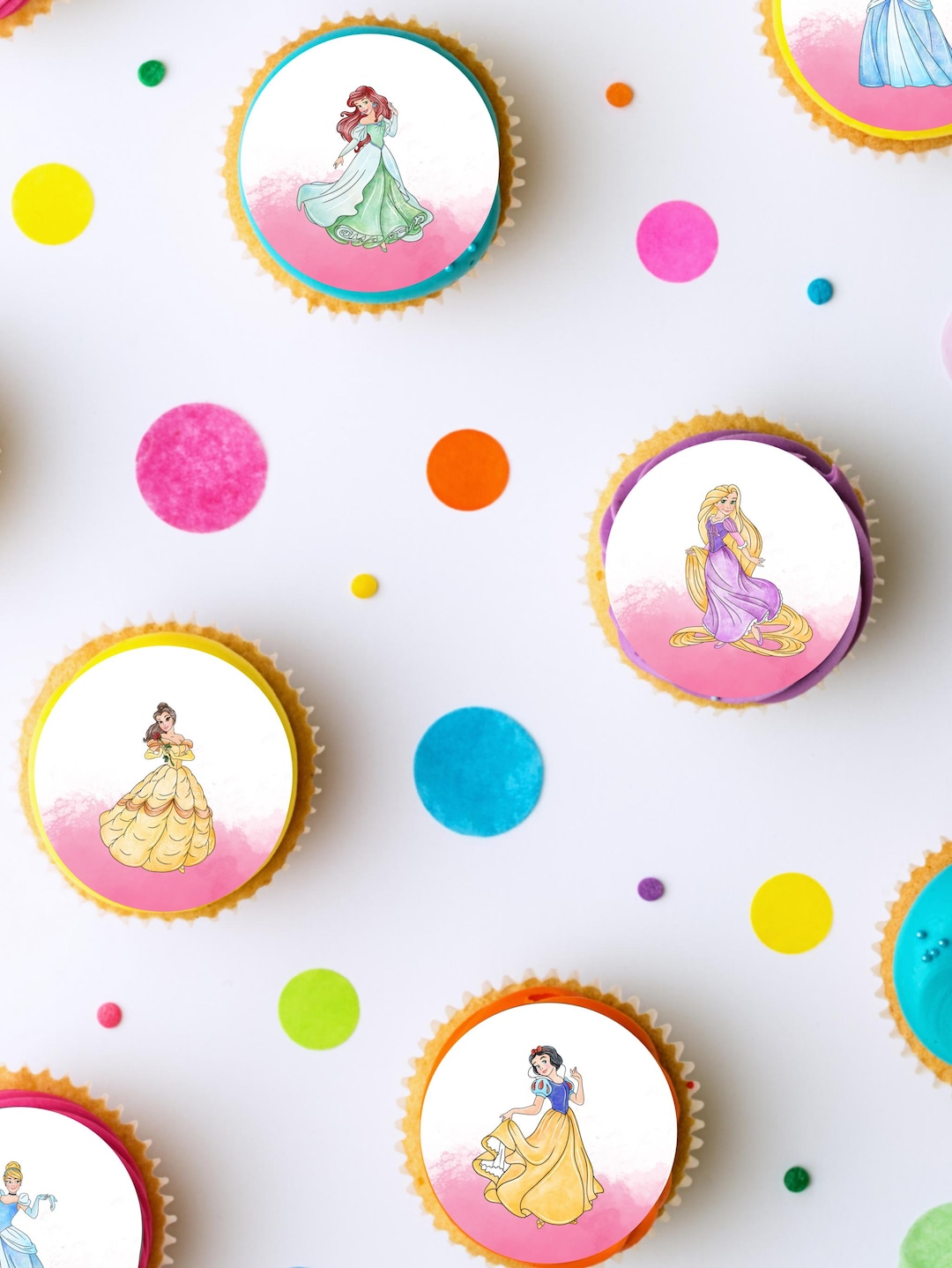 Princess Edible Images - Disney Cupcake / Cookie Round Icing Toppers ...