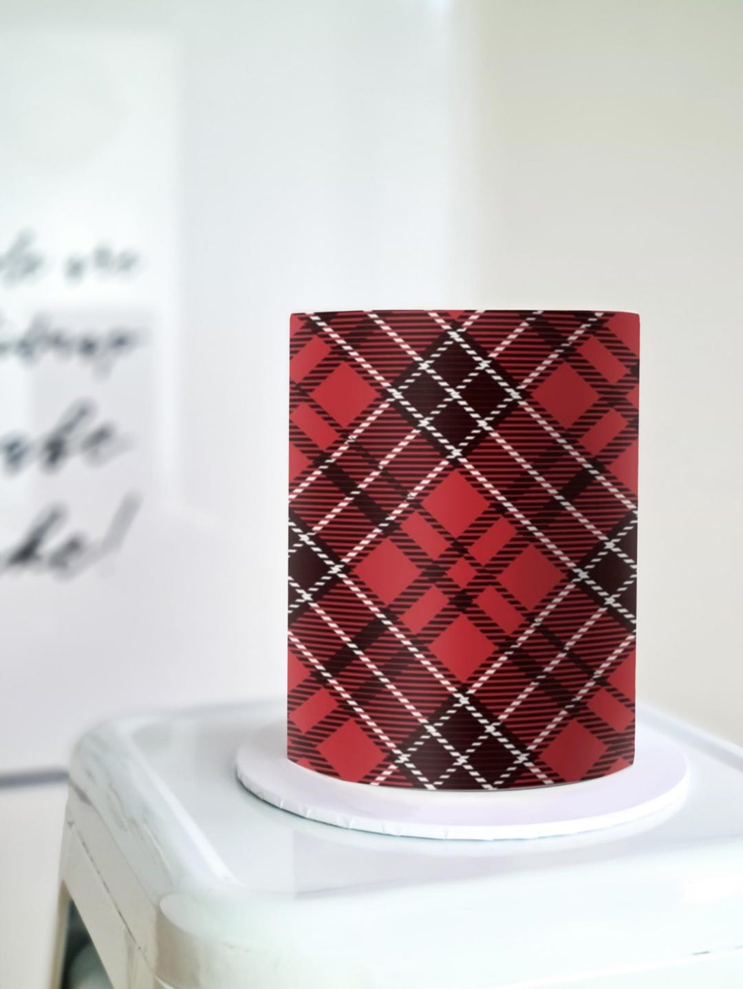 Red Plaid Cake Wrap - A4 Edible Icing Image - Etsy