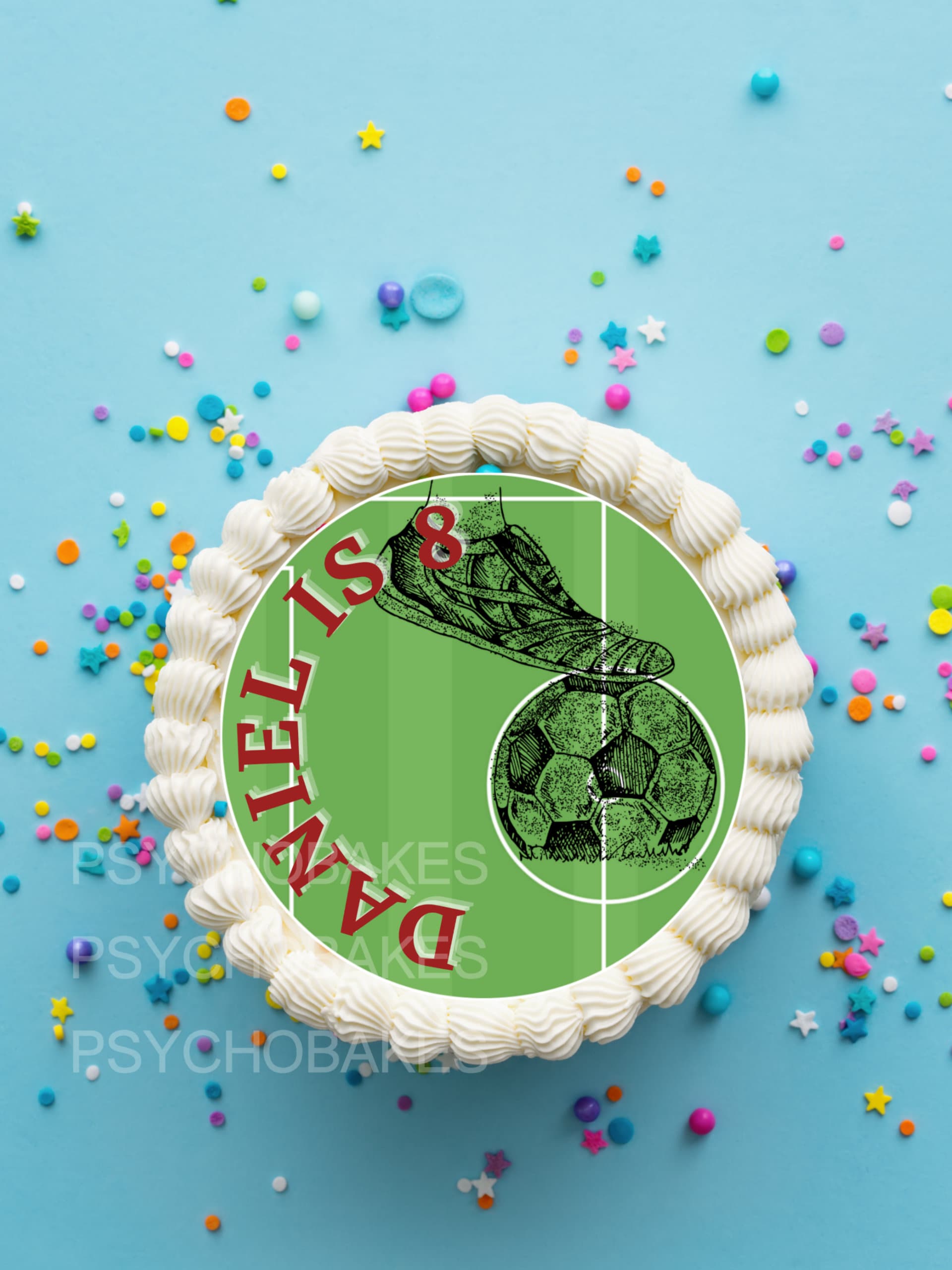 Soccer Field Edible Cake Topper Football Custom Image Personalized ...