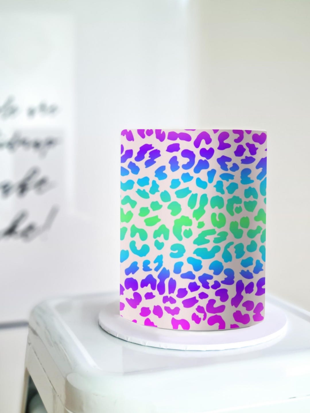 Leopard Cake Wrap - A4 Neon Rainbow Cheetah Edible Image - Colored ...