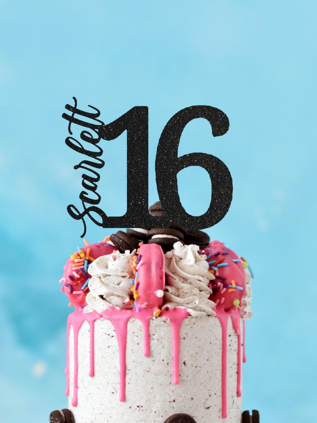 Sixteen Cake Topper - Sweet 16 Birthday - Personalized Name + Age - Etsy
