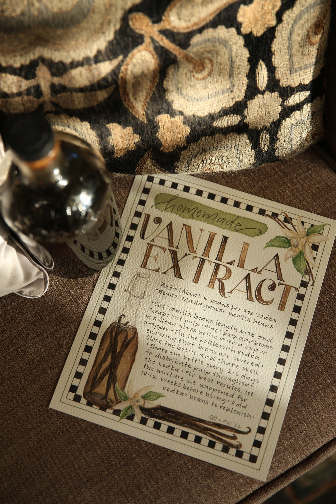 Watercolor Recipe Homemade Vanilla Extract Art Print - Etsy