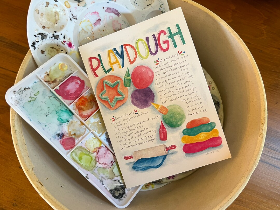 Watercolor Recipe Playdough Art Print - Etsy