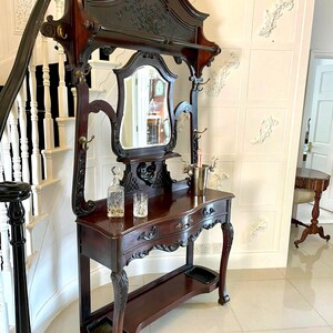 Quality Antique 19th Century Victorian Carved Mahogany Hall Stand - Etsy
