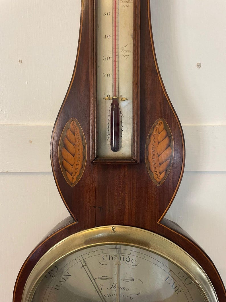 Antique George III Quality Mahogany Inlaid Banjo Barometer - Etsy