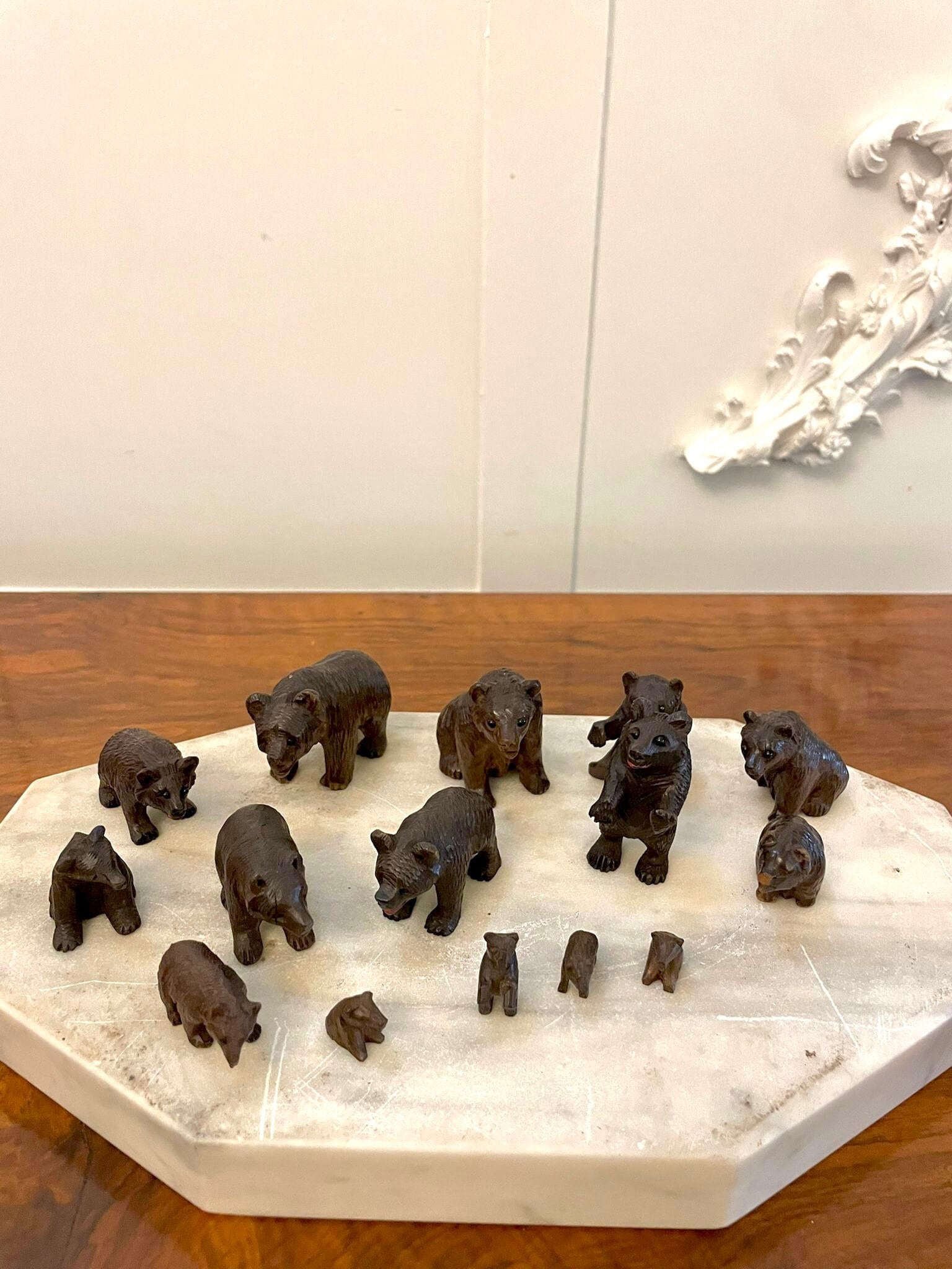 Antique Set of Fifteen 19th Century Miniature Carved Oak Black Forest ...