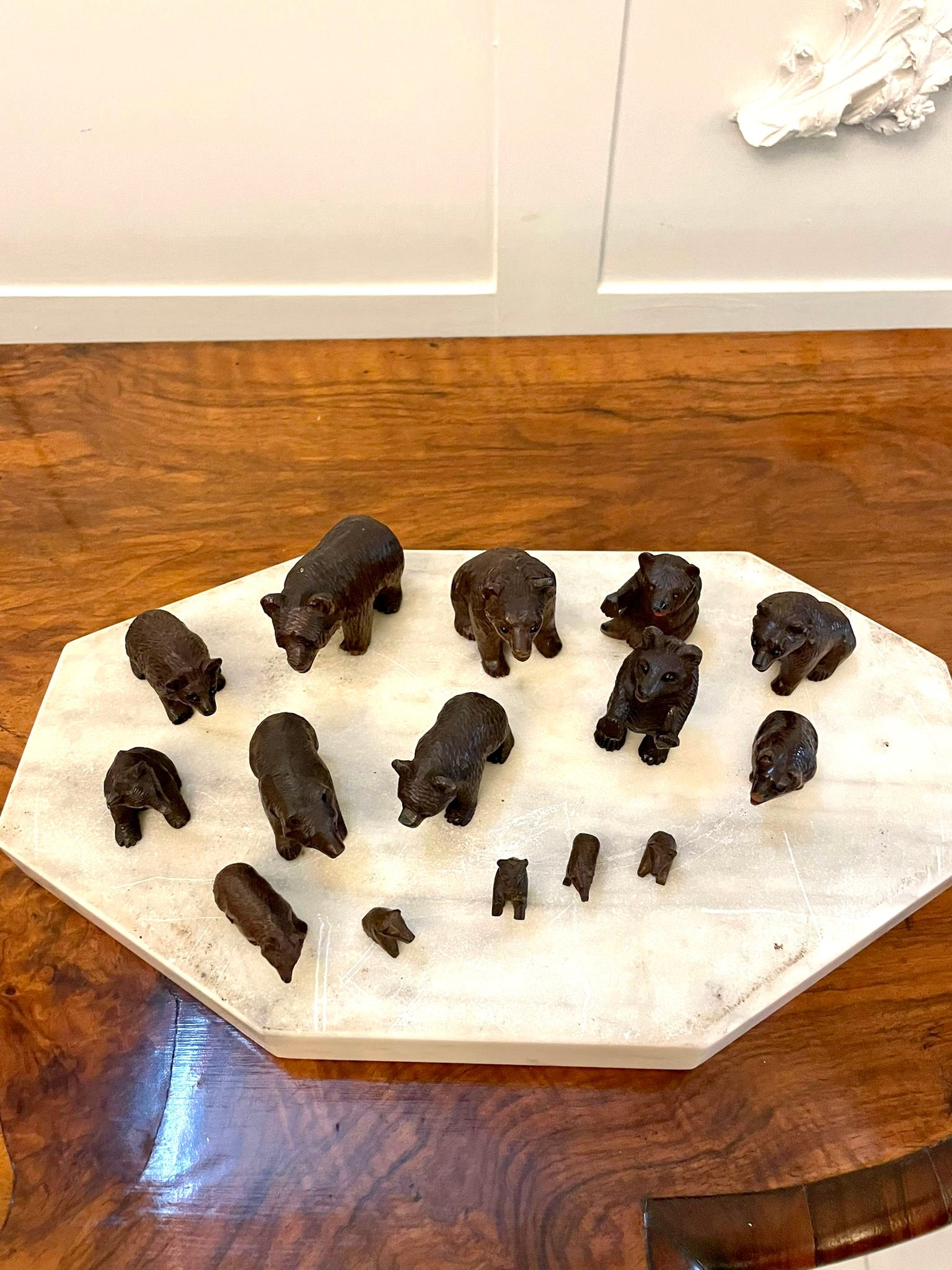 Antique Set of Fifteen 19th Century Miniature Carved Oak Black Forest ...