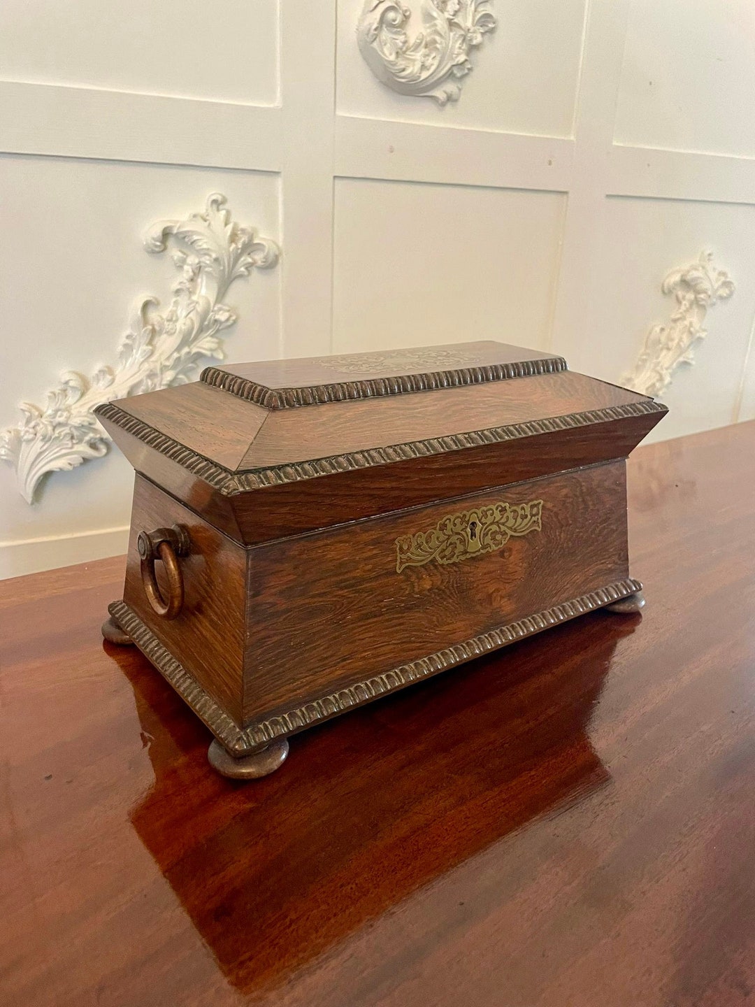 Fine Antique Regency Inlaid Brass Rosewood Tea Caddy - Etsy