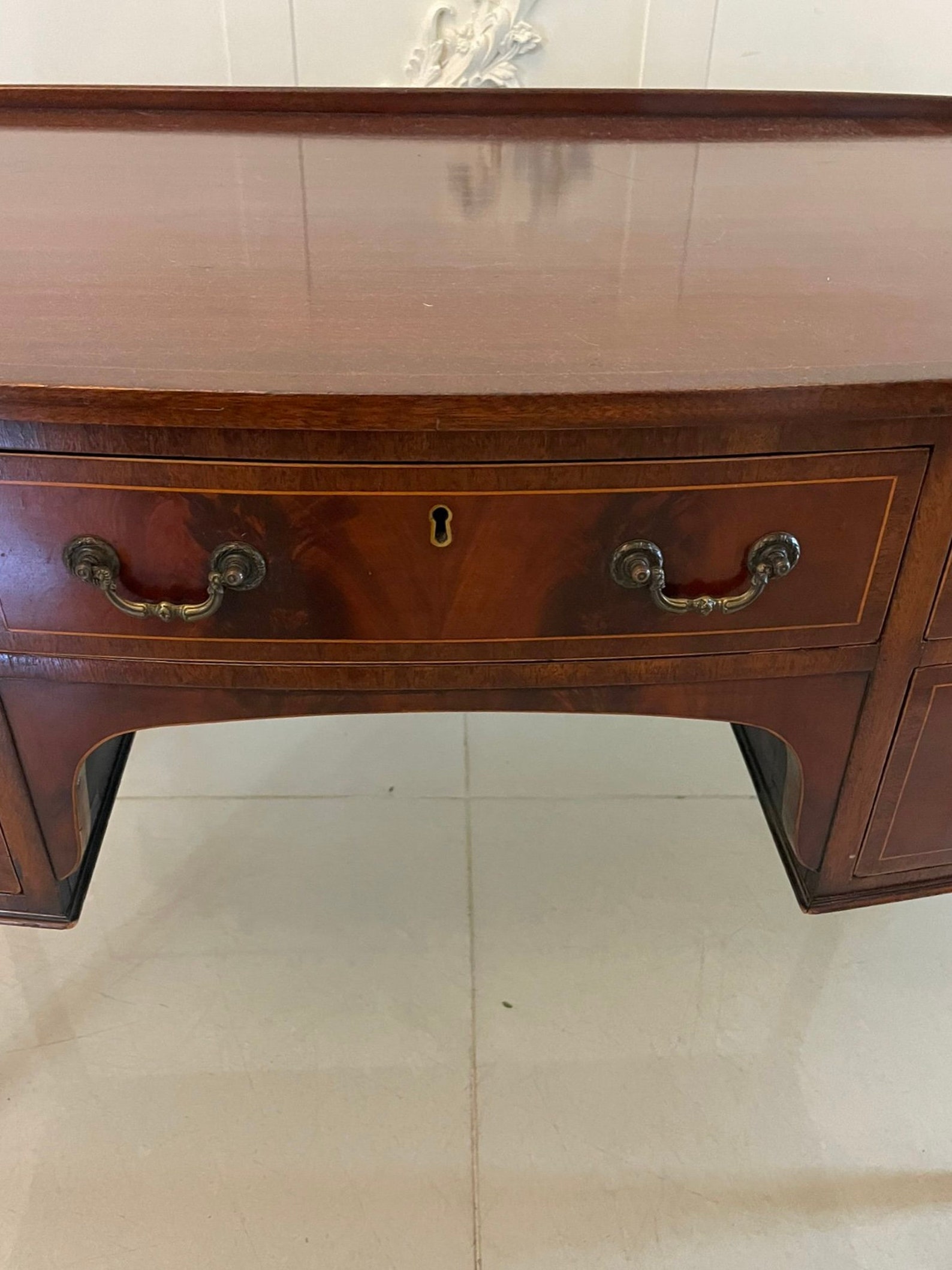 Antique Edwardian Mahogany Bow Front Inlaid Sideboard - Etsy