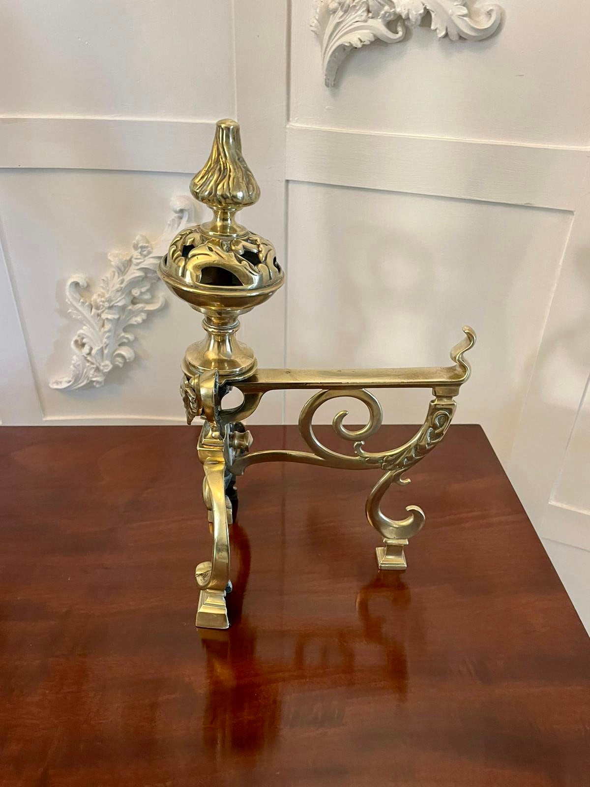 Fine Quality Pair of Antique Victorian Ornate Brass Fire Dogs - Etsy
