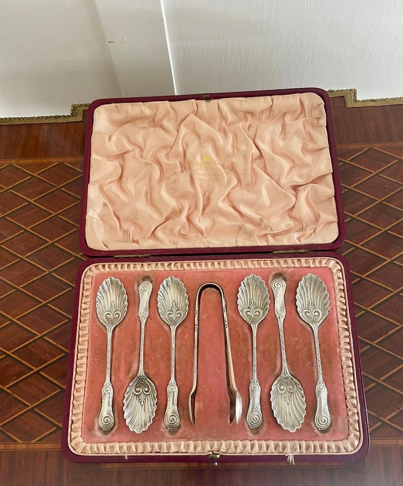 Set of Quality Antique Victorian Solid Silver Spoons and Sugar Tongs - Etsy