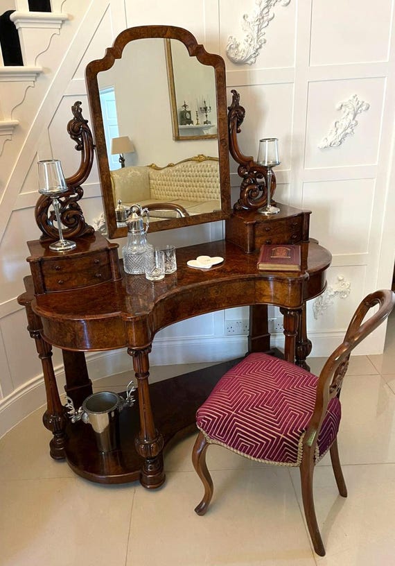 Fine Quality Antique Victorian Burr Walnut Dressing Table Etsy