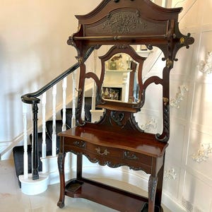 Quality Antique 19th Century Victorian Carved Mahogany Hall Stand - Etsy