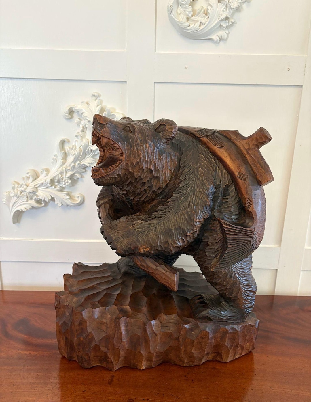 Large Antique Edwardian Quality Carved Linden Wood Japanese Bear ...