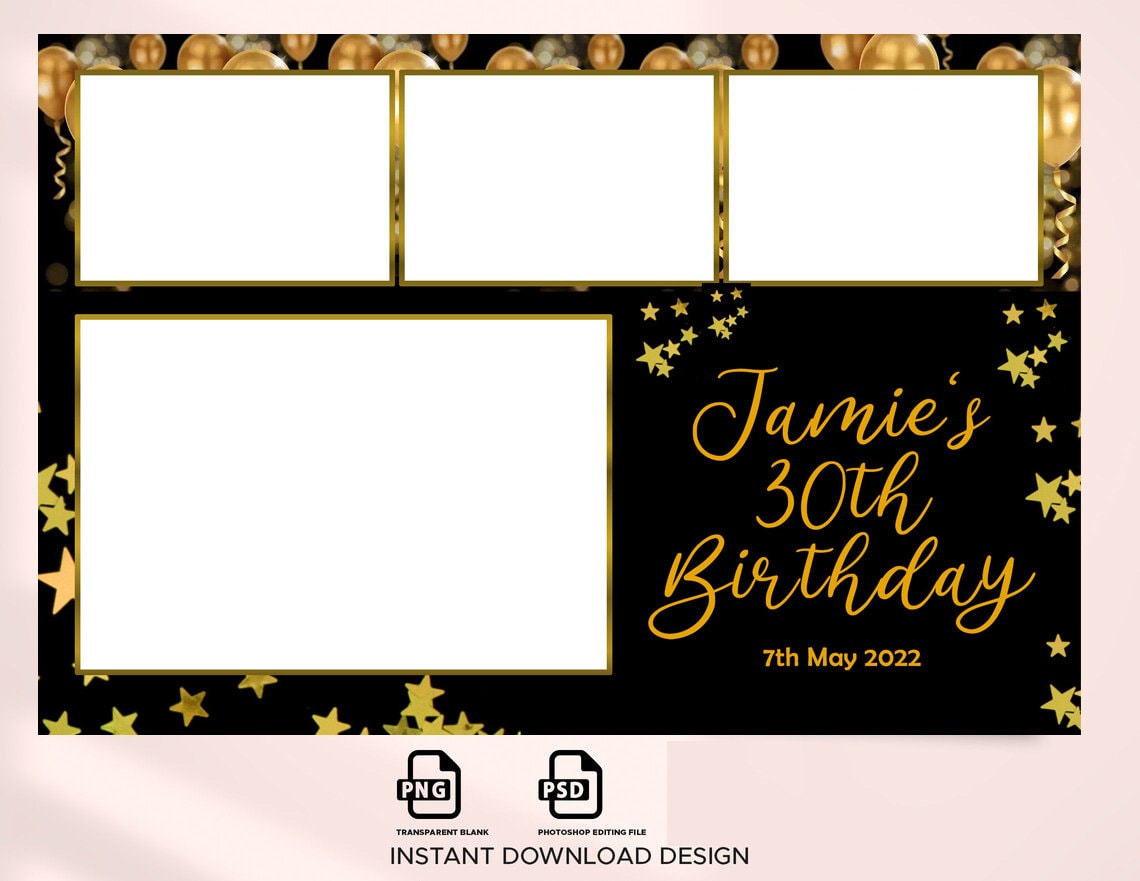 Photo Booth Template, Birthday Photo Booth Template, Party Template 4x6 ...