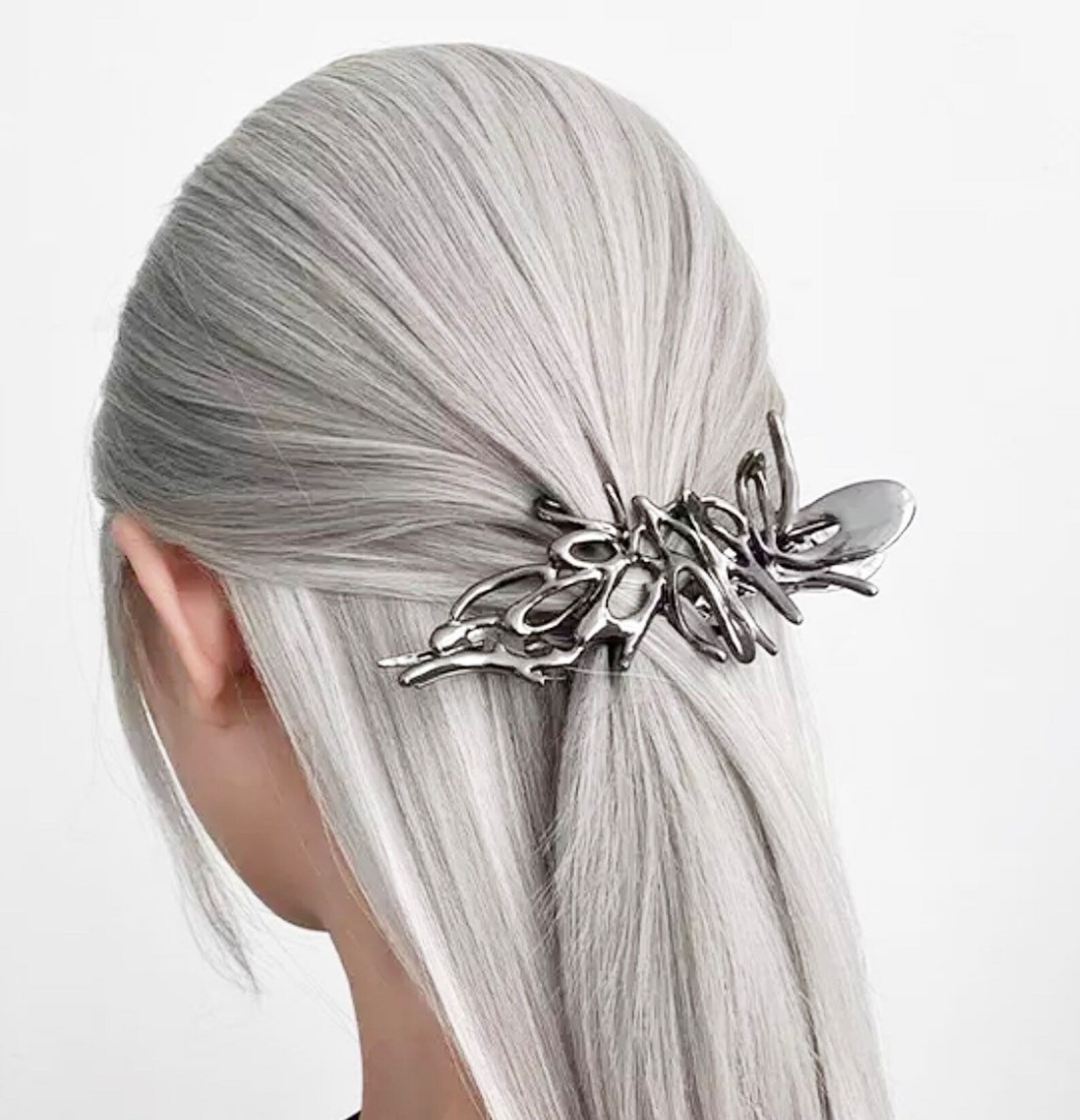 Y2k Chrome Hair Clip - Etsy