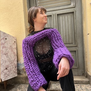 Chunky Knit Shrug, Customizable Colour Knit Sleeve, Unique&wool, Merino ...