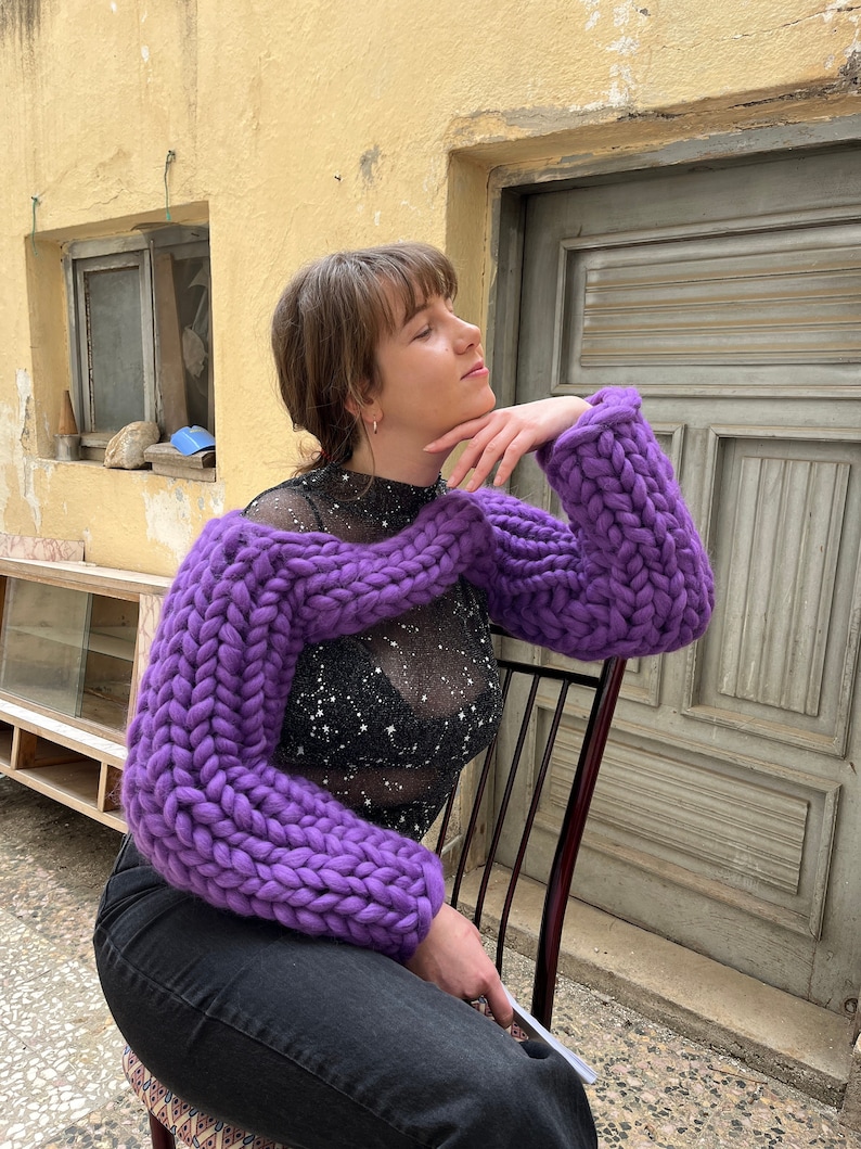 Chunky Knit Shrug, Customizable Colour Knit Sleeve, Unique&wool, Merino ...