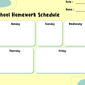 Printable Kids Homework Assignment, Kids Schedule, Homework Tracker ...
