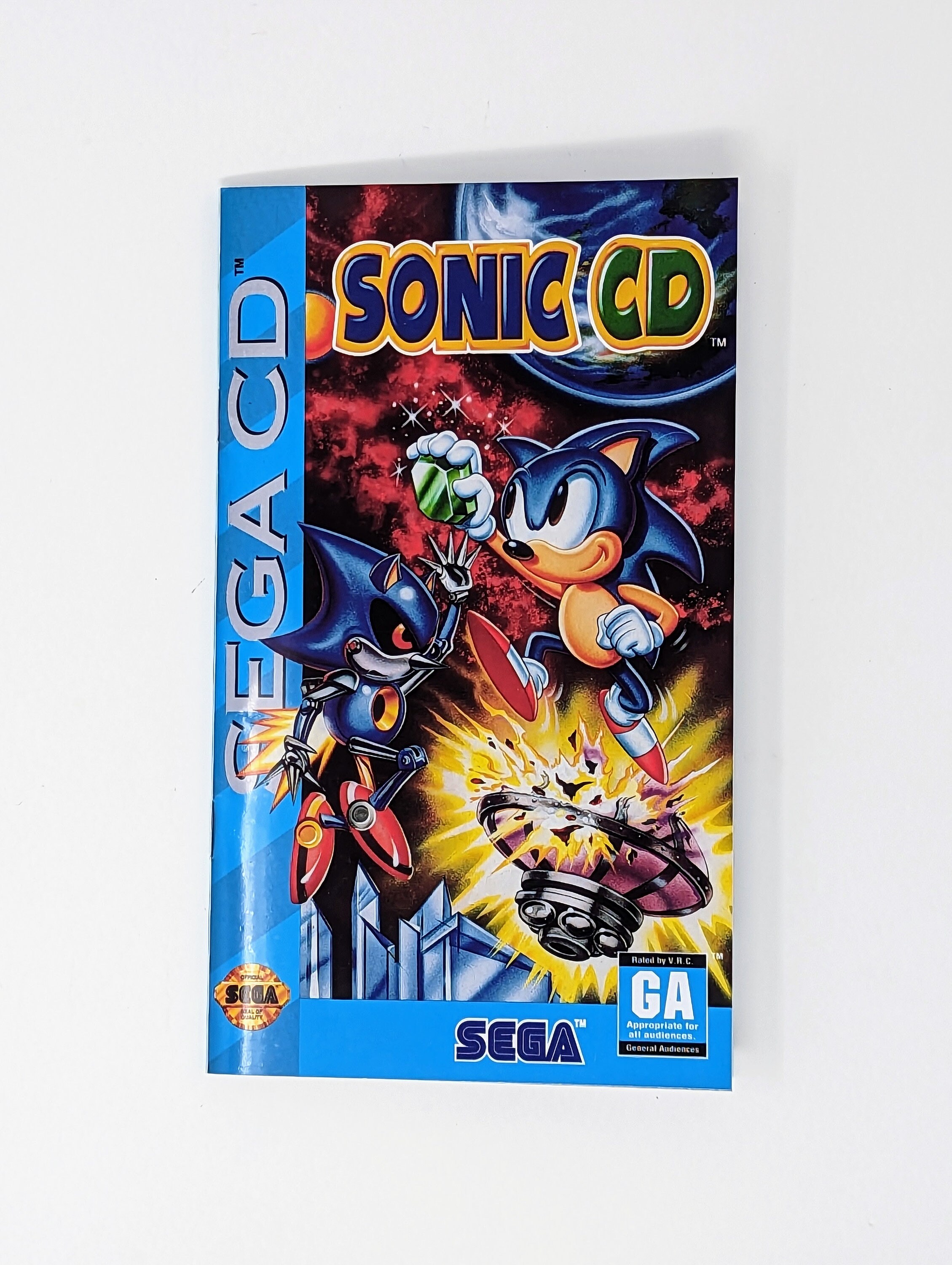 Sonic CD - Sega CD Reproduction Game + Longbox, Sponge & Protective ...