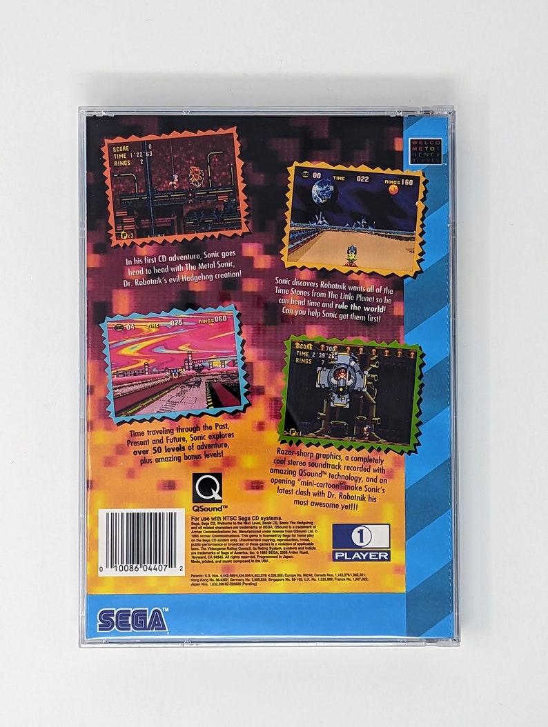 Sonic CD - Sega CD Reproduction Game + Longbox, Sponge & Protective ...