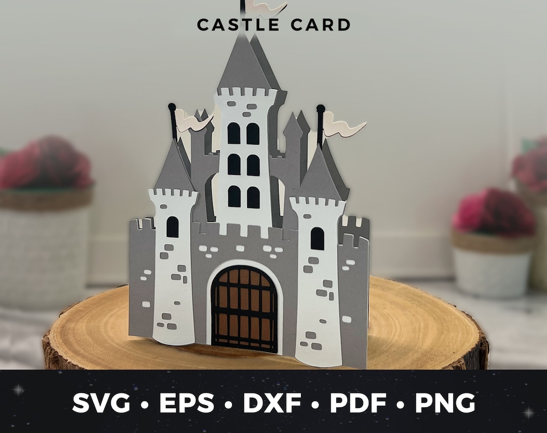 Castle Card Svg, Castle Card Cut File Svg, DIY Castle Card, Princess ...