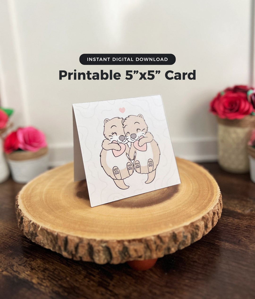 Printable Otter Card, Cute Otter Card, Otter Birthday Card, Cute ...