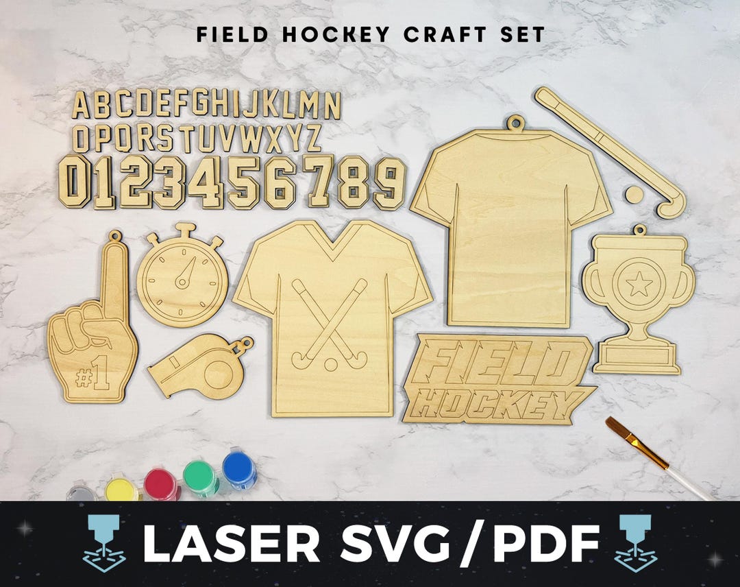 Field Hockey Ornament Set Laser SVG, Field Hockey Decor Cut File, Kids ...